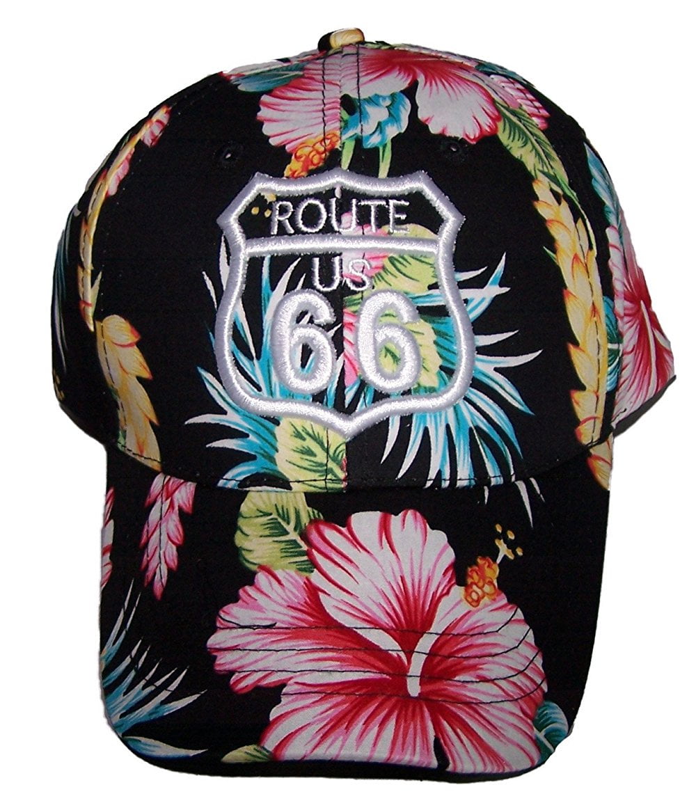 Route 66 Baseball Caps Floral Prints Embroidered - Black Color - Uni ...