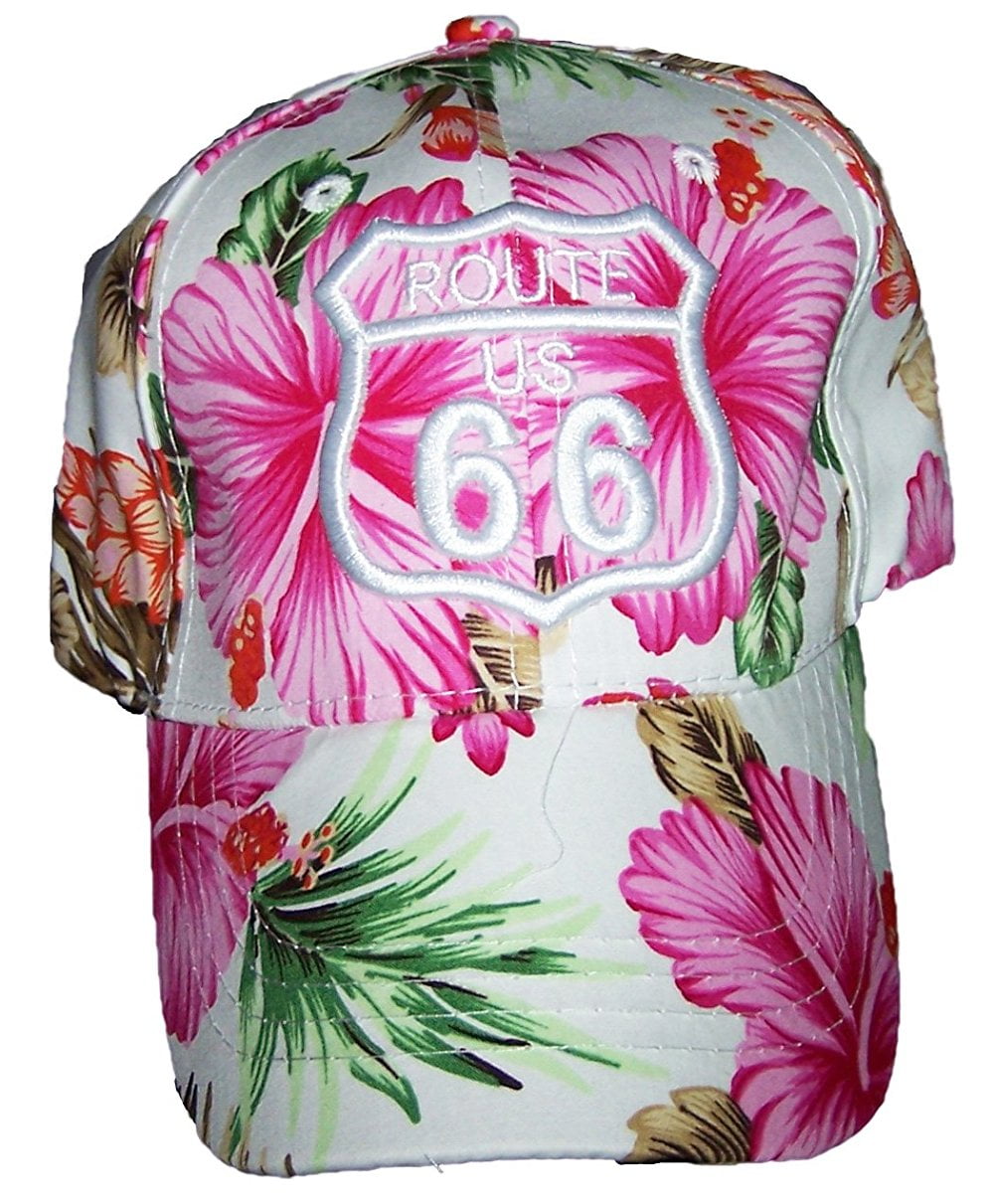 Route 66 Baseball Caps Floral Prints Embroidered For Adults - Pink ...