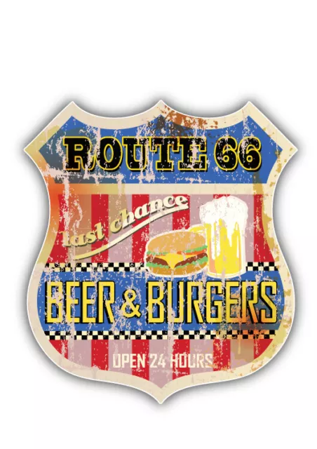 Route 66 Beer Emblem Car Sticker Phone Decal Water Bottle Stickers Car ...