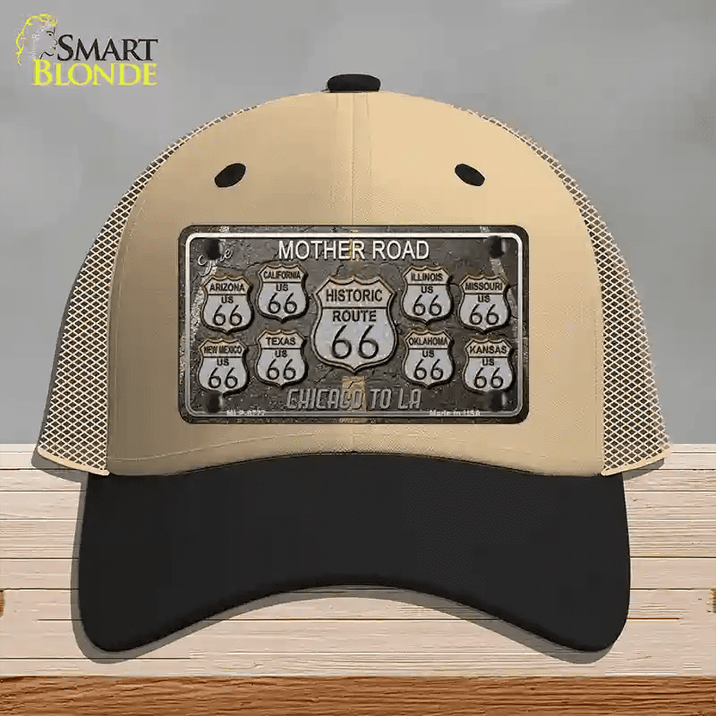 Route 66 Black Top Novelty License Plate Hat Mesh Khaki|Black - Walmart.com