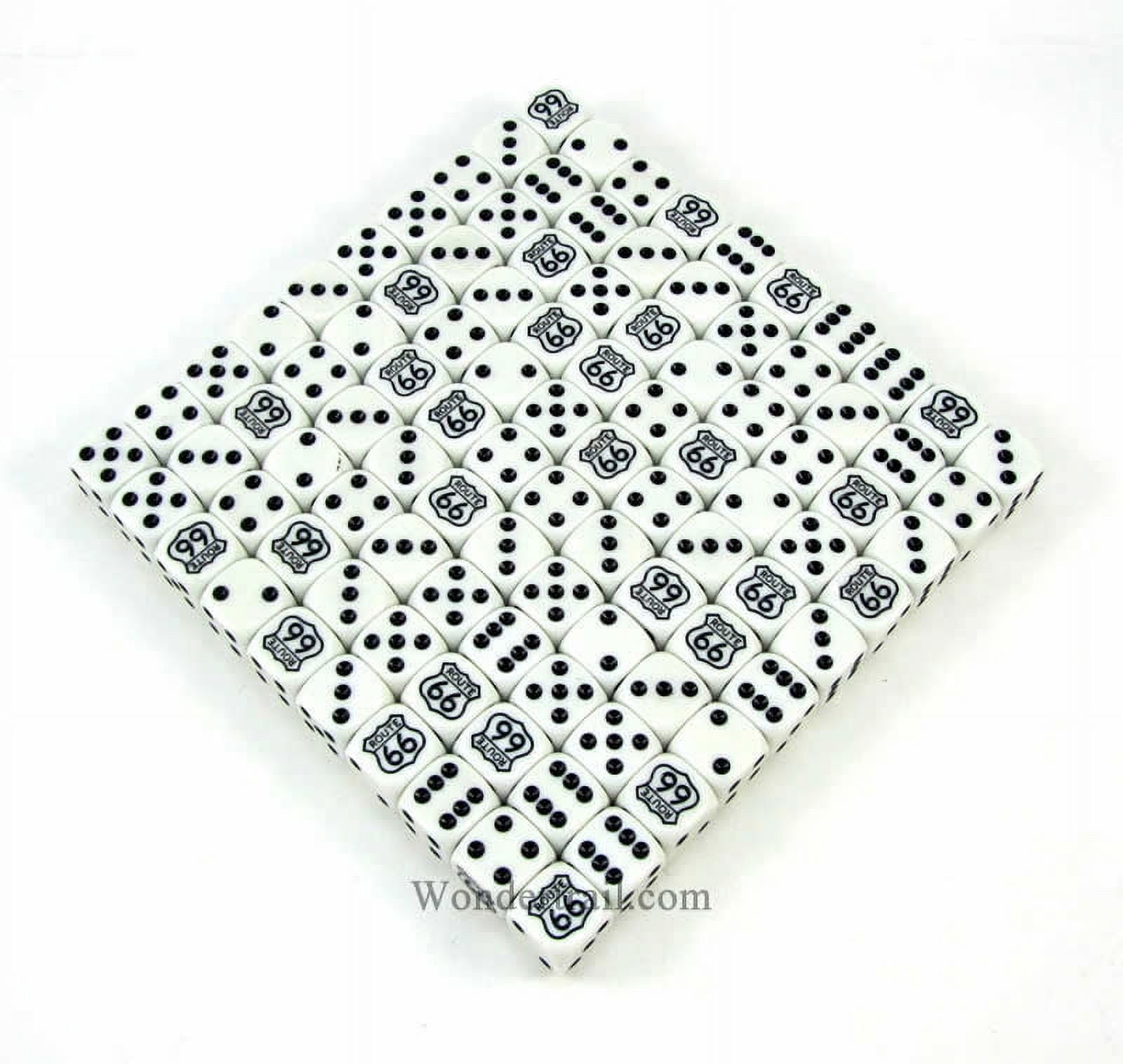 Route 66 Dice White Opaque with Black Pips D6 16mm (5/8in) Bulk Pack of ...
