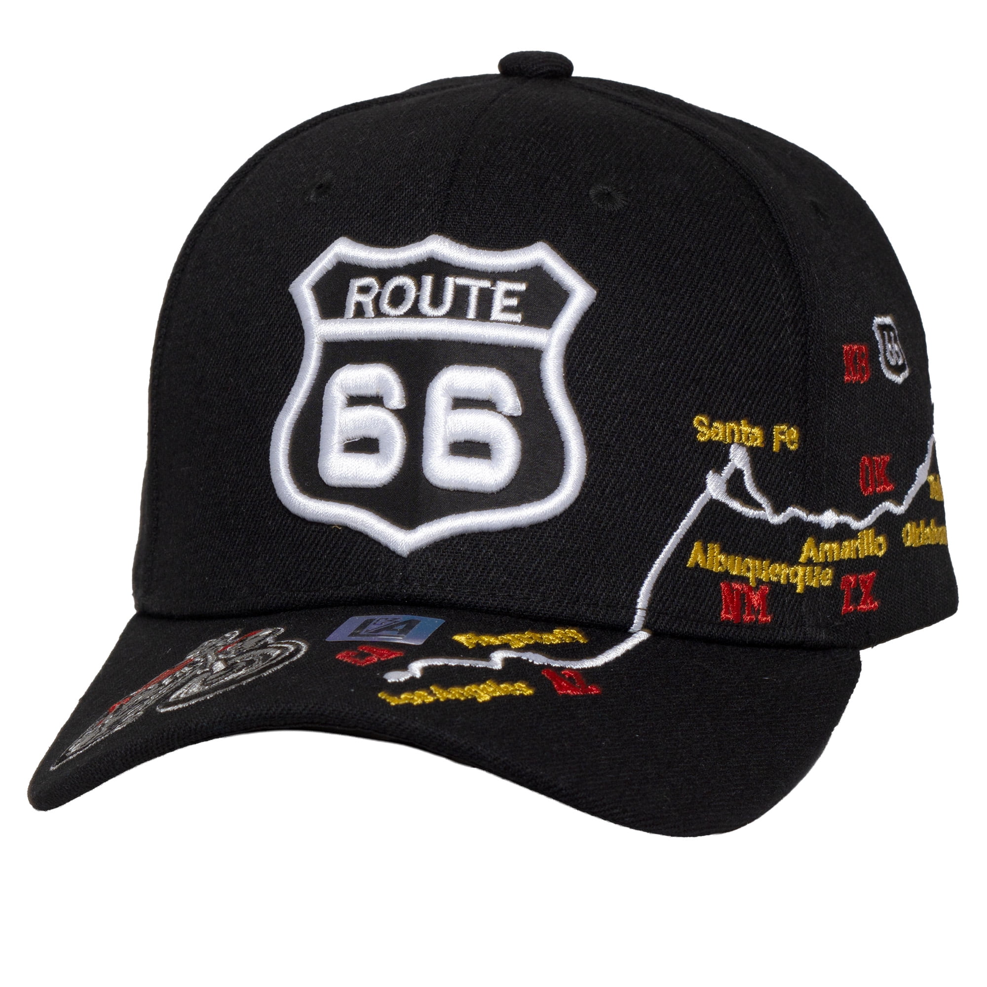Route 66 Hat Embroidered Highway Map Baseball Cap Americana Travel Road ...