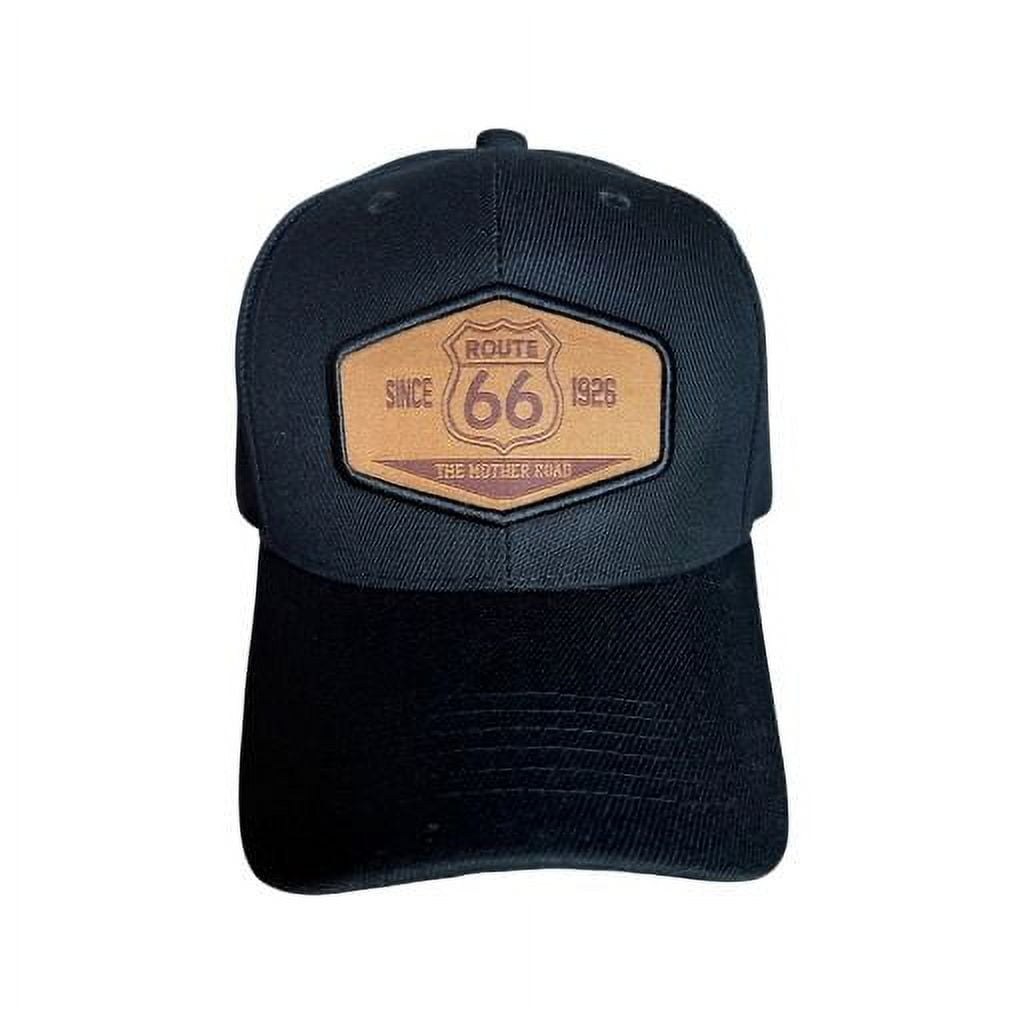 Route 66 Leather Patch Baseball Cap - Brown Color Patch Color - Uni-Sex ...