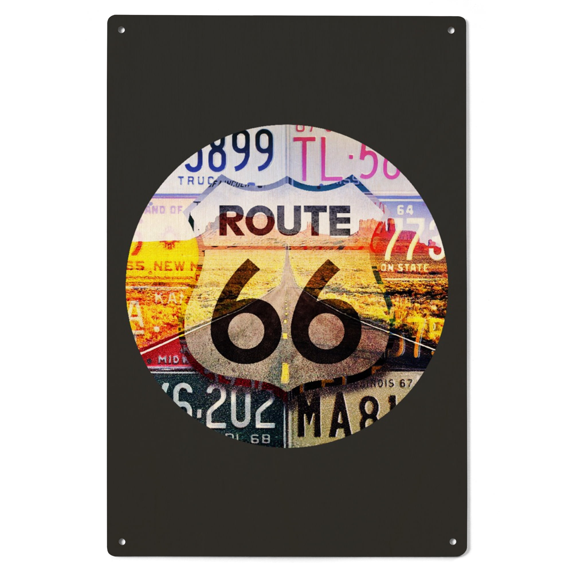 Route 66, License Plates, Highway Road, Contour Birch Wood Wall Sign ...