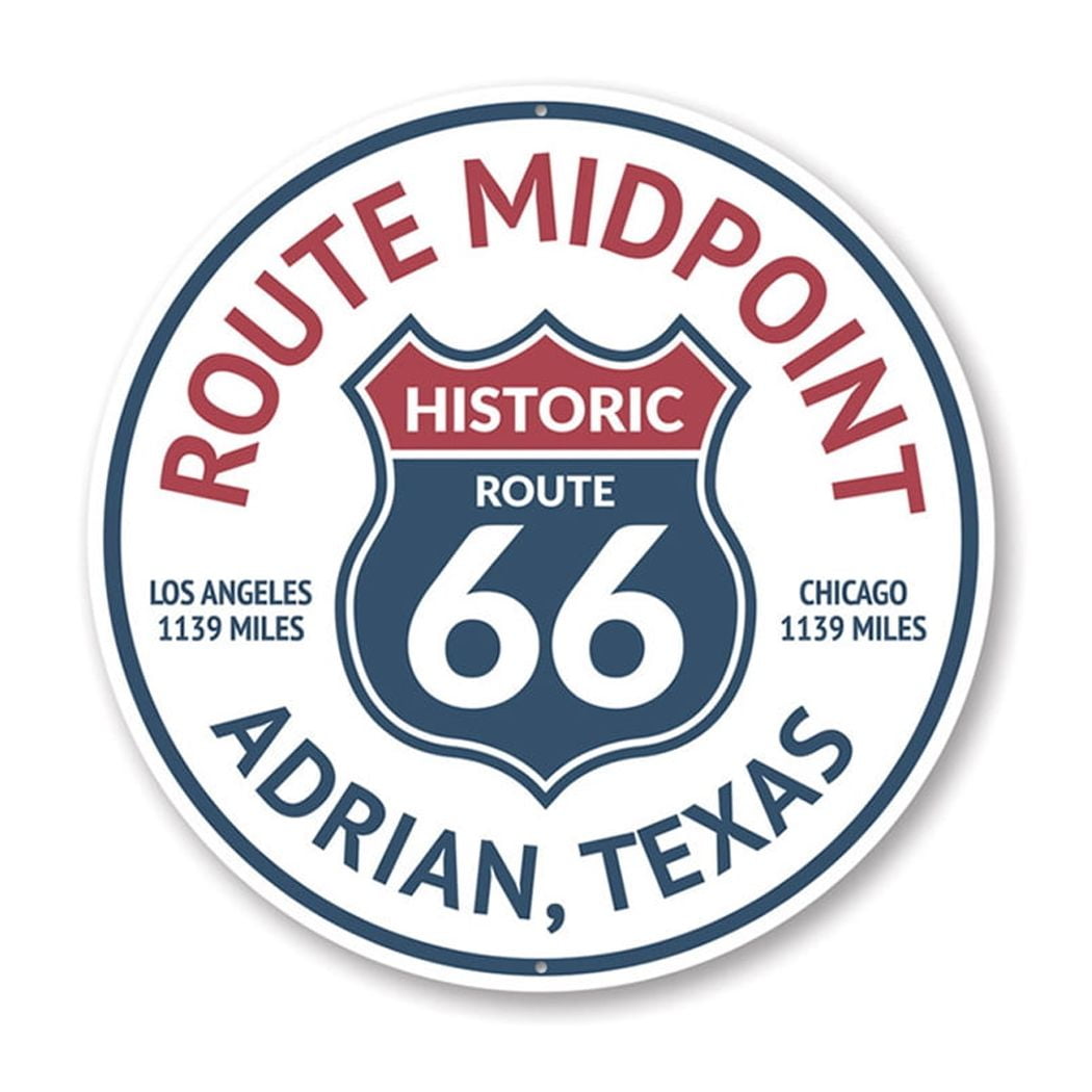 Route 66 Midpoint, Adrian, Texas Road Aluminum Metal Decor Sign - 12 ...