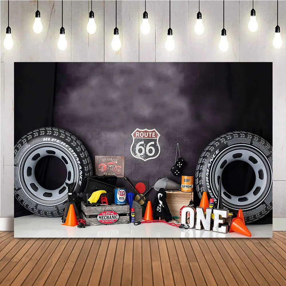 Route 66 Motorcycle Boy Birthday Party Backdrop Newborn Kids Boy Baby ...