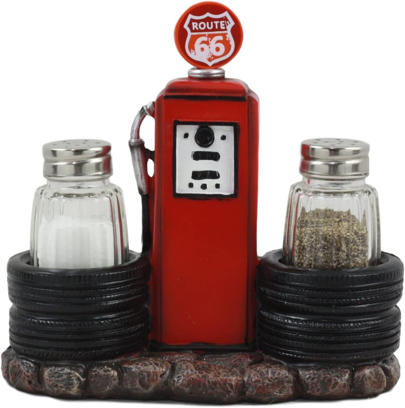Route 66 Old Fashioned Gas Pump Station Salt Shaker Holder Figurine ...