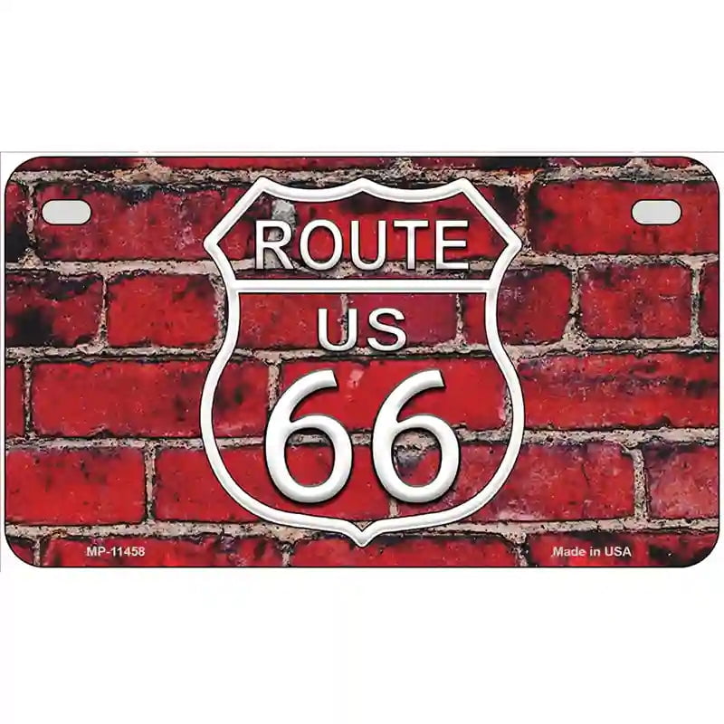Route 66 Red Brick Wall Novelty License Plate 7" x 4" Motorcycle ...