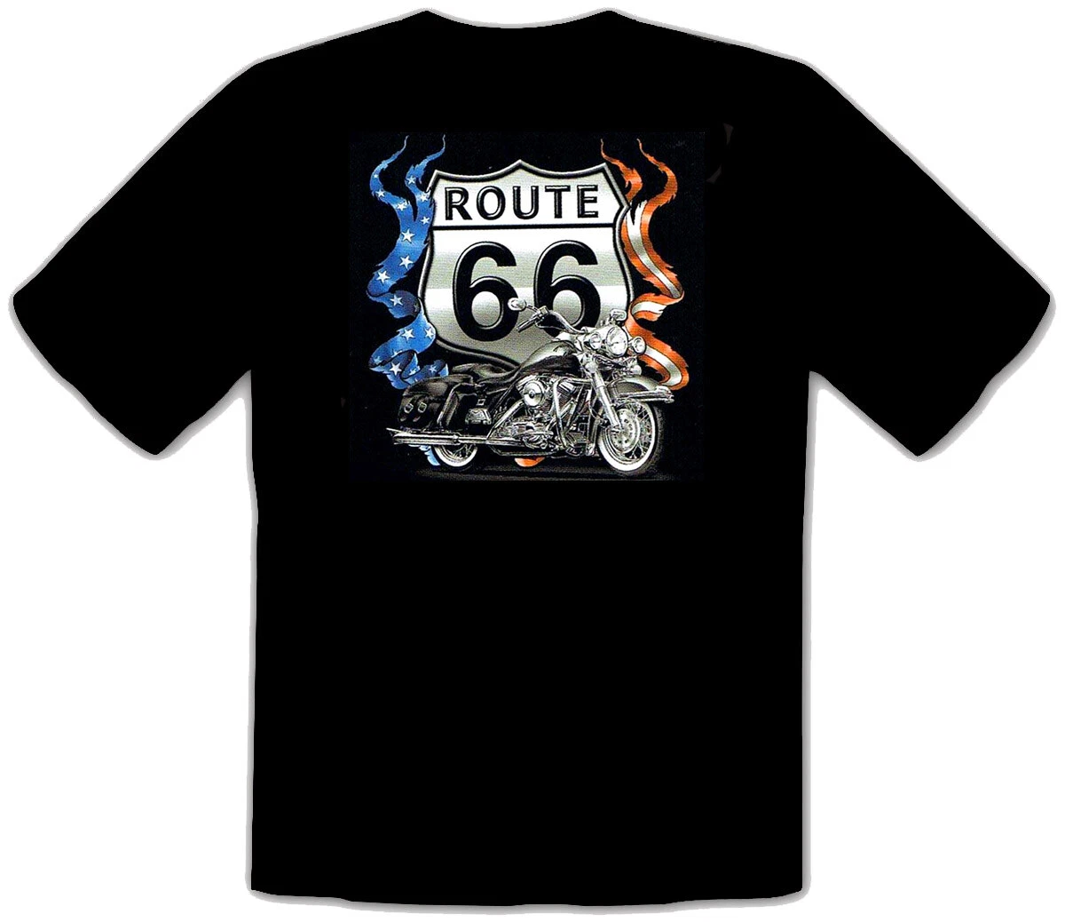 Route 66 Ride Custom Bike Rockabilly Harley Chopper Black T-Shirt -341 ...