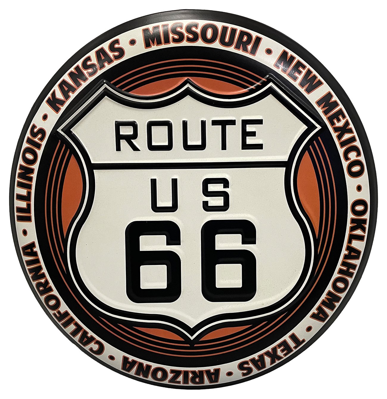 Route 66 Round Embossed Metal Button Sign Sign for Man Cave or Garage ...