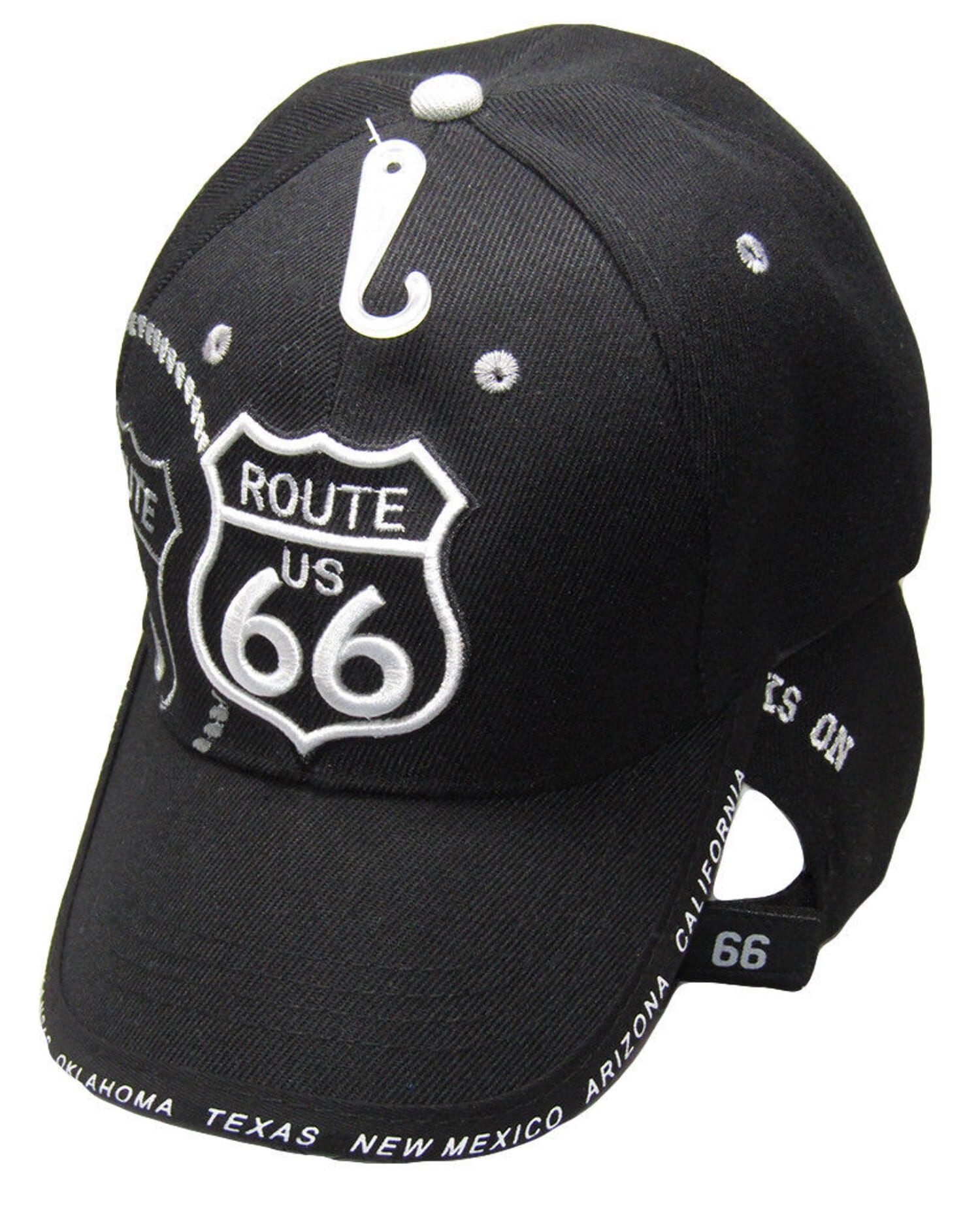 Route 66 Rte 66 Get Your Kicks State Highway Black Embroidered Cap Hat ...