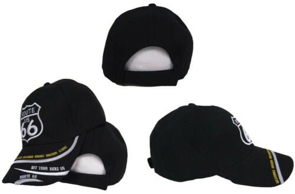 Route 66 Rte 66 Get Your Kicks State List Black Embroidered Cap Hat ...