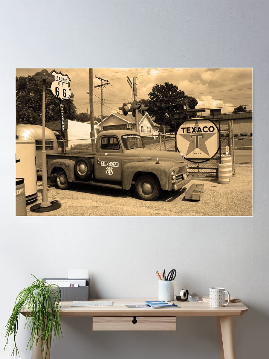 Route 66 - Shea'S Gas Station Poster Wall Art, Modern Wall Decor For ...