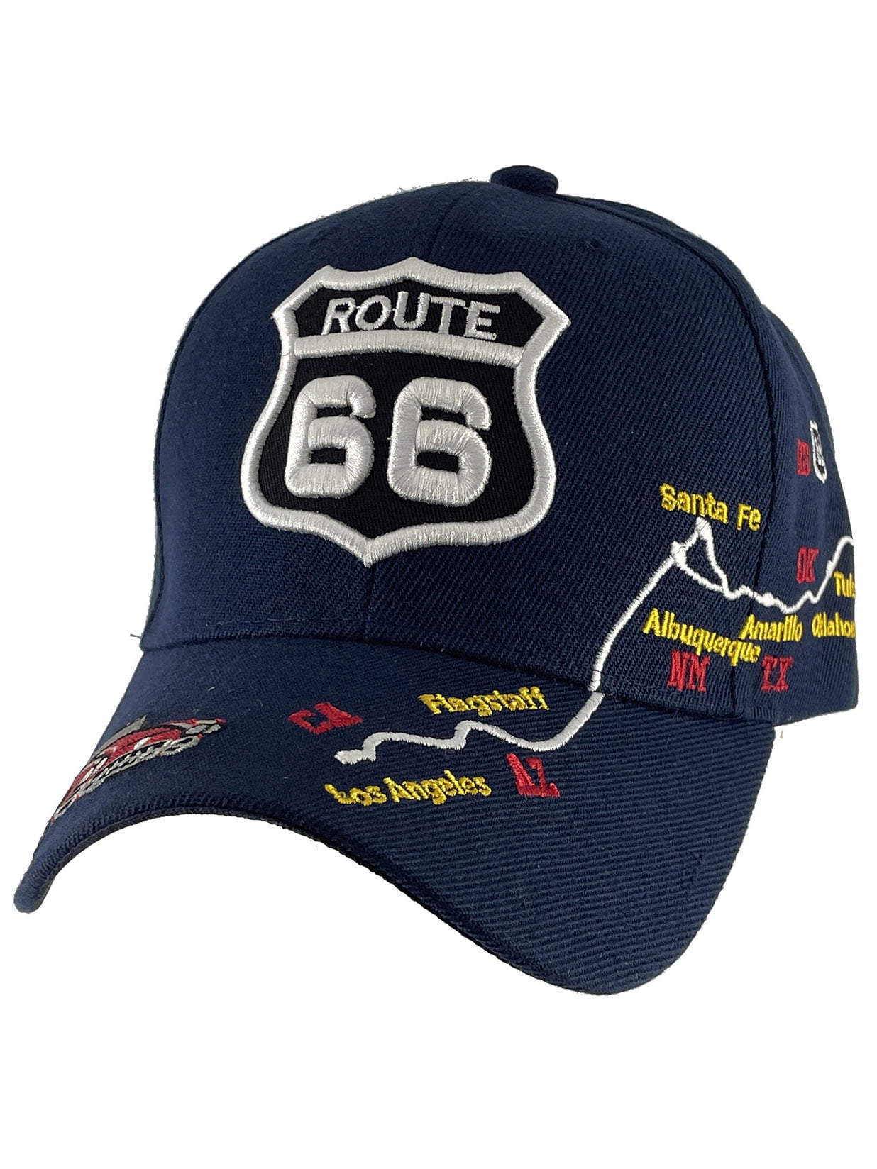 Route 66 Sign Adjustable Hook & Loop Hat - Navy - Walmart.com