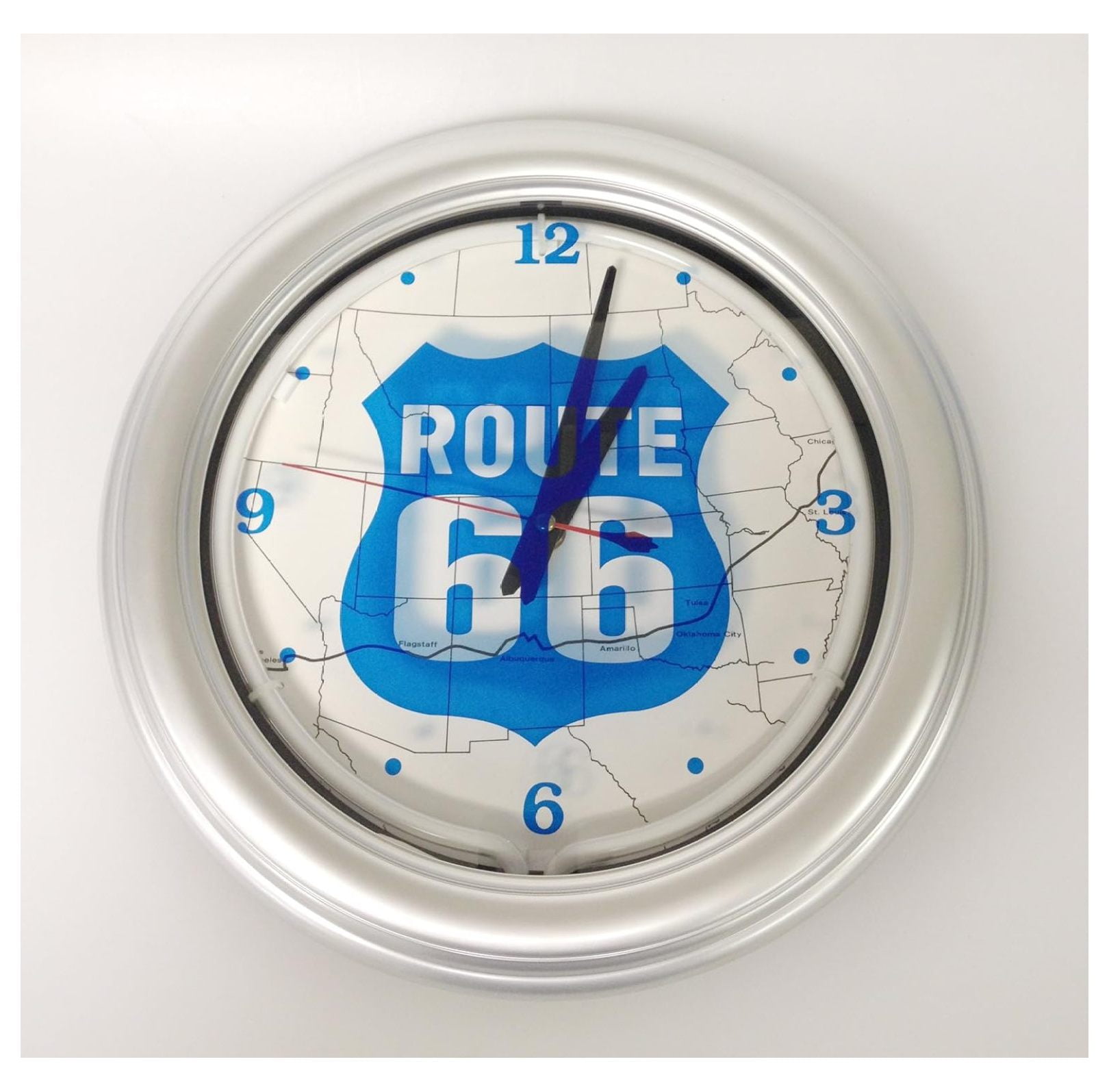 Route 66 Silver Neon Clock - Walmart.com