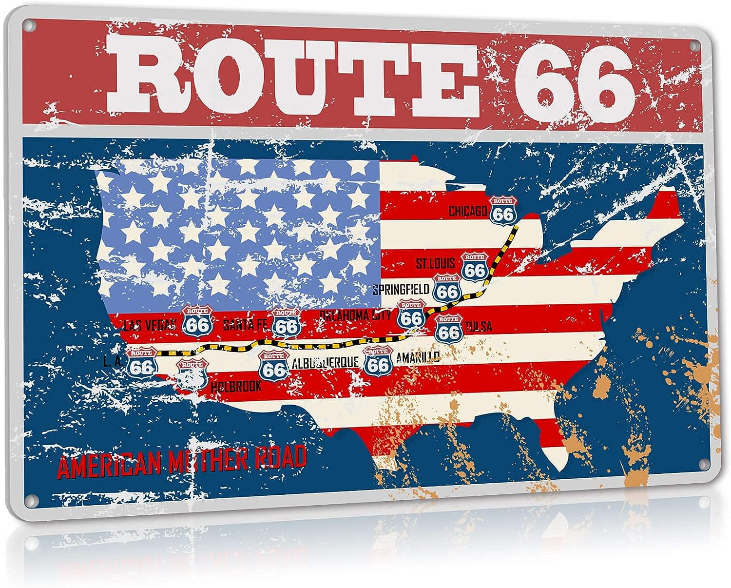 Route 66 US flag Man Cave Signs Vintage Aluminium Metal Sign Highway ...