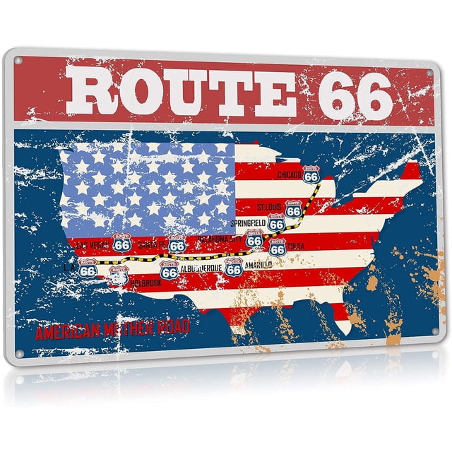 Route 66 US flag Man Cave Signs Vintage Aluminium Metal Sign Highway ...