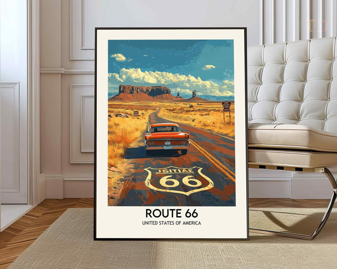 Route 66Route 66 Print, Route 66 Art, Route Gift, Travel Print, Travel ...