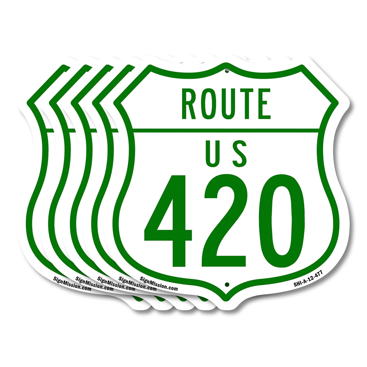 Route Marker Shield Sign Us 420 (5 Pack) 12 inch X 12 inch Shield ...