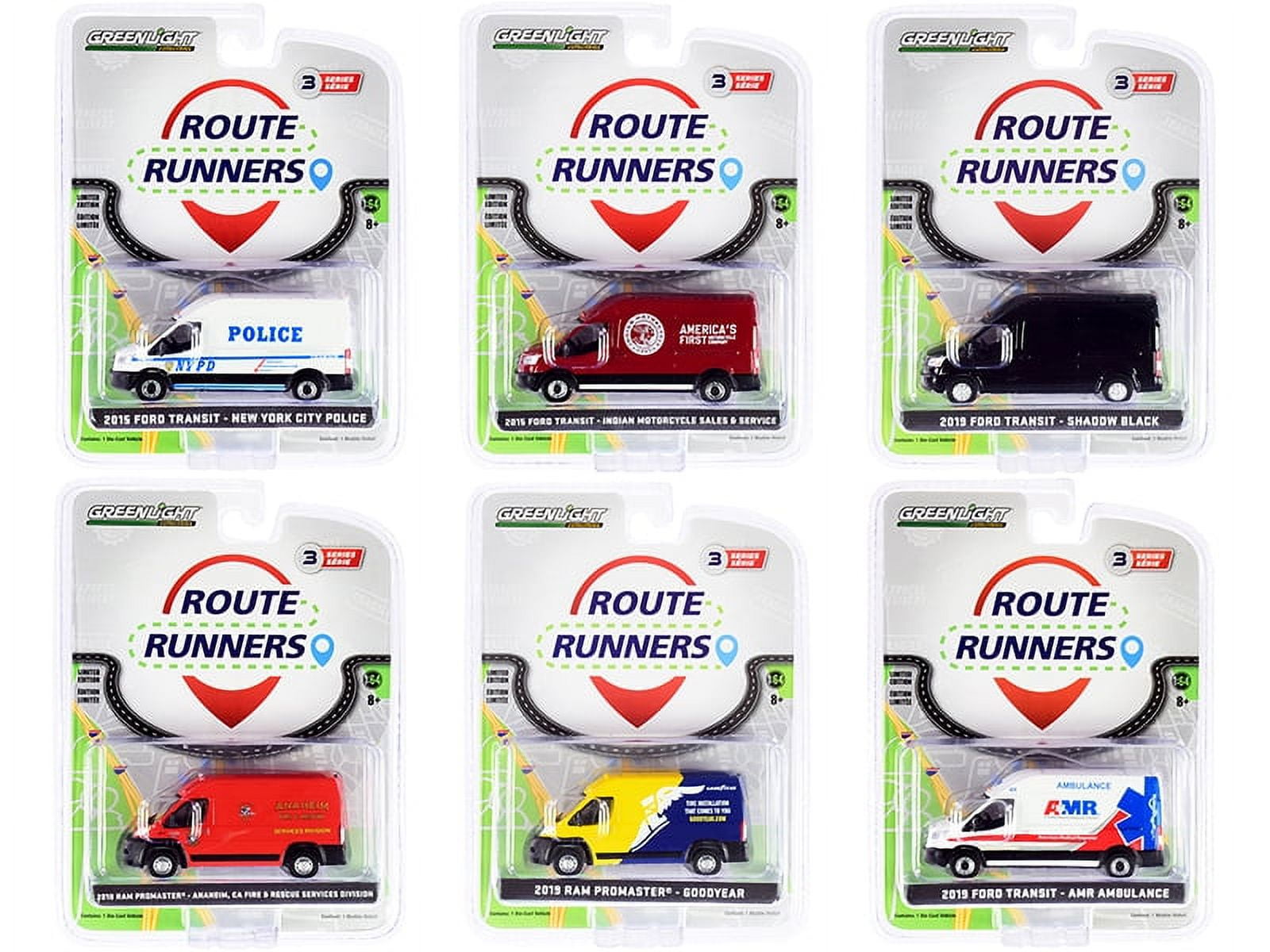 "Route Runners" Set of 6 Vans Series 3 1/64 Diecast Models by ...
