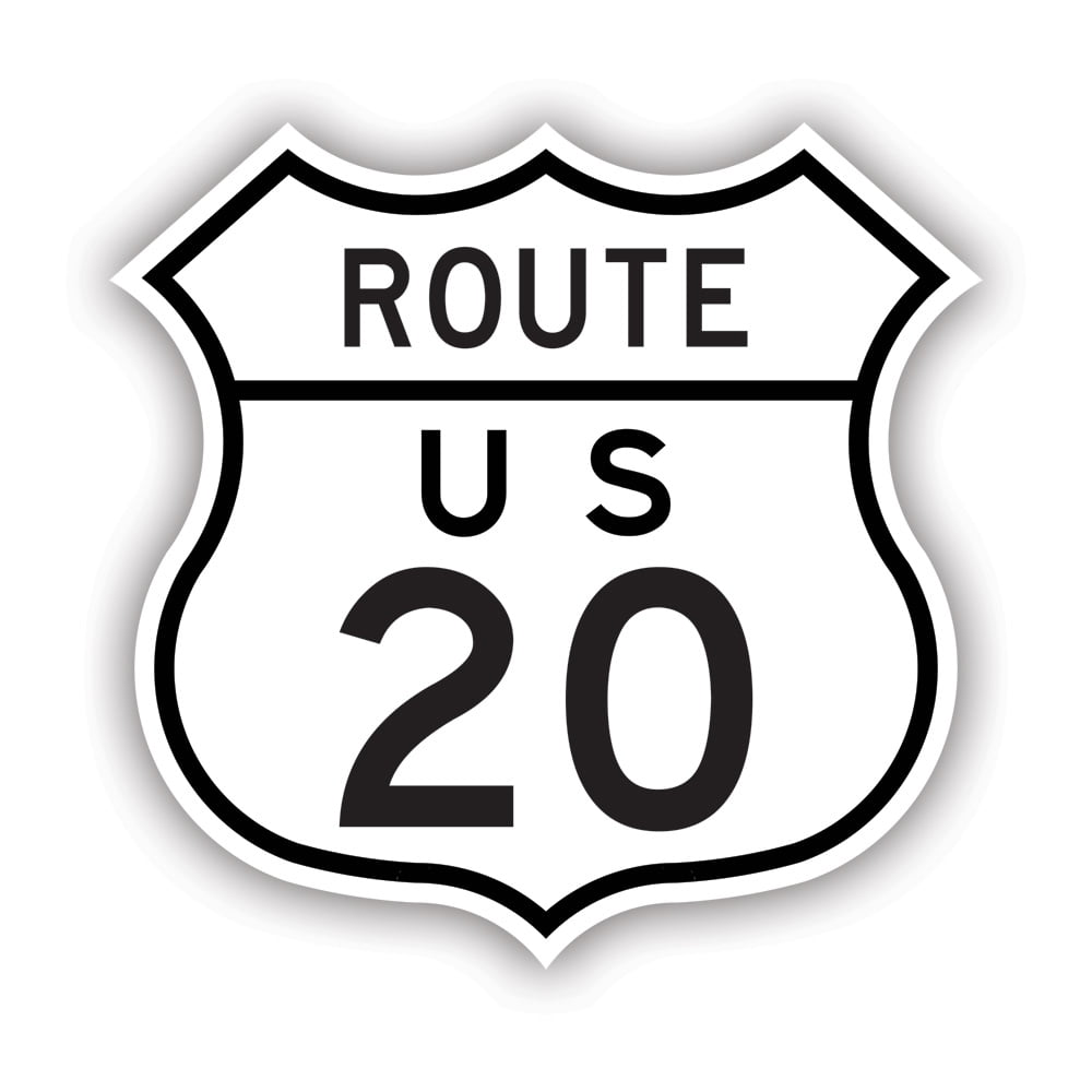 Route US 20 Sign Sticker Decal - Self Adhesive Vinyl - Weatherproof ...
