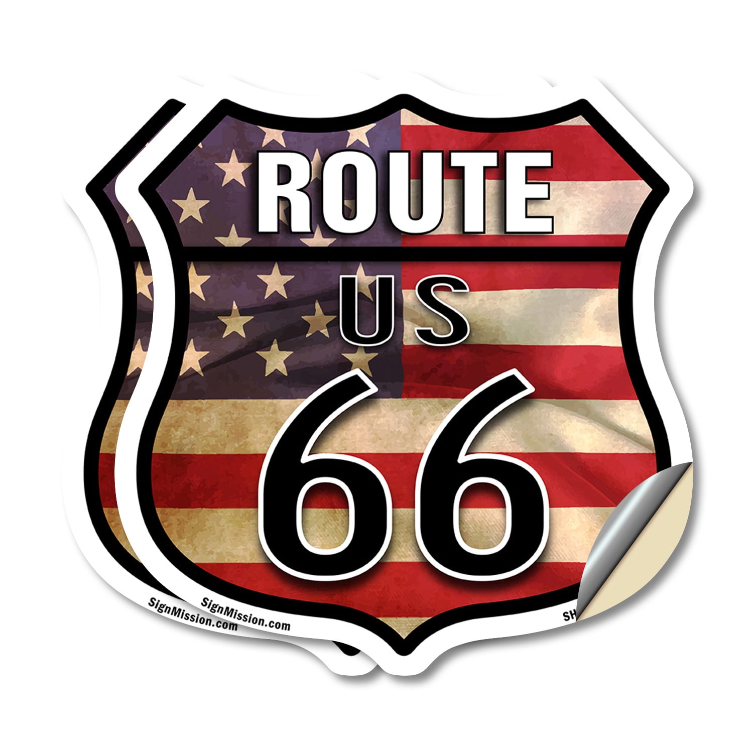 Route Us 66 Flag (2 Pack) 12 inch X 12 inch Shield Shaped Heavy Duty 3. ...