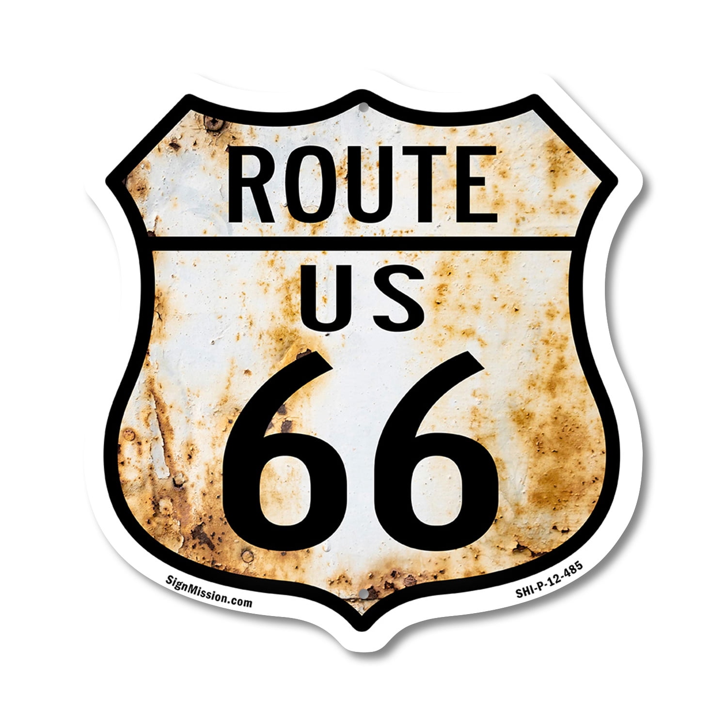 Route Us 66 Rustic 12 inch X 12 inch Shield Shaped Commercial Grade ...