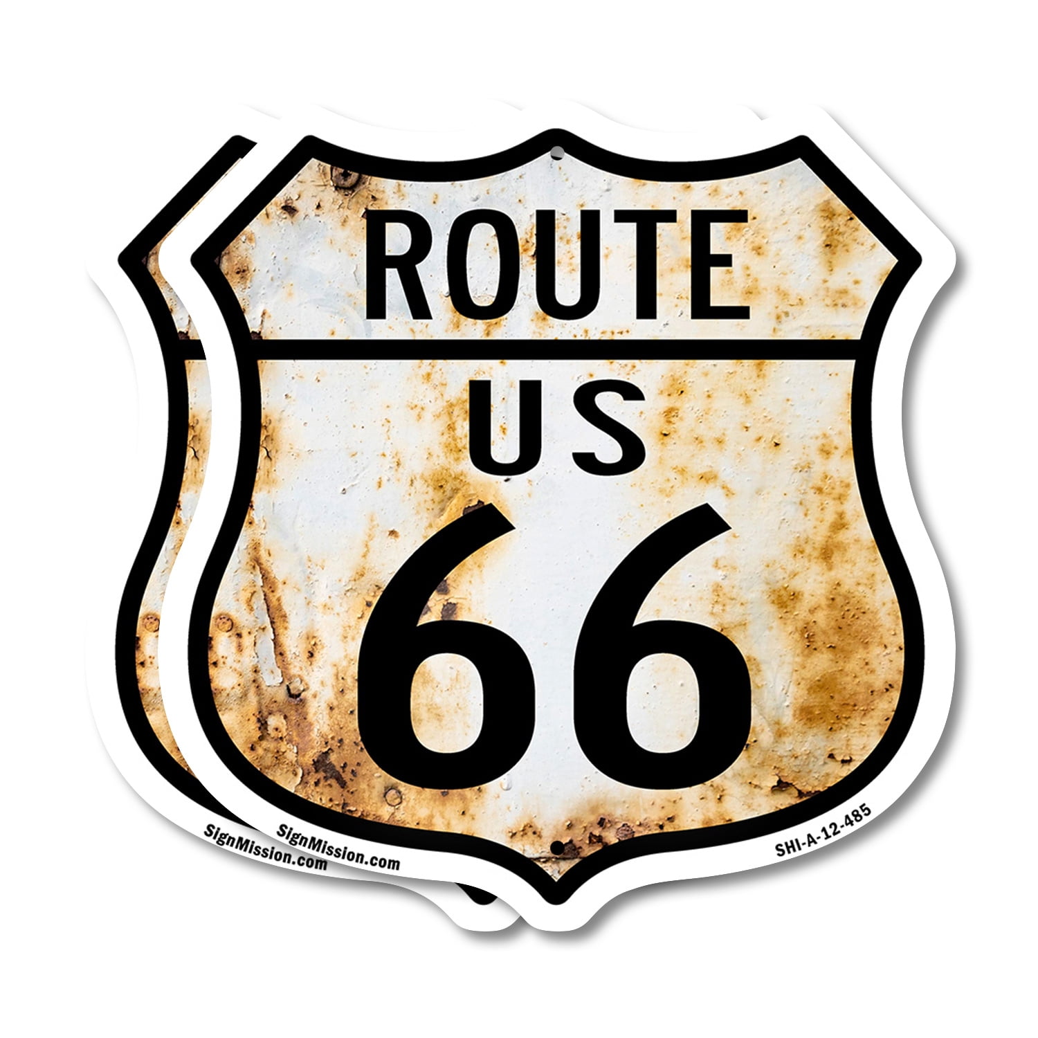 Route Us 66 Rustic (2 Pack) 12 inch X 12 inch Shield-Shaped Rust-Free ...
