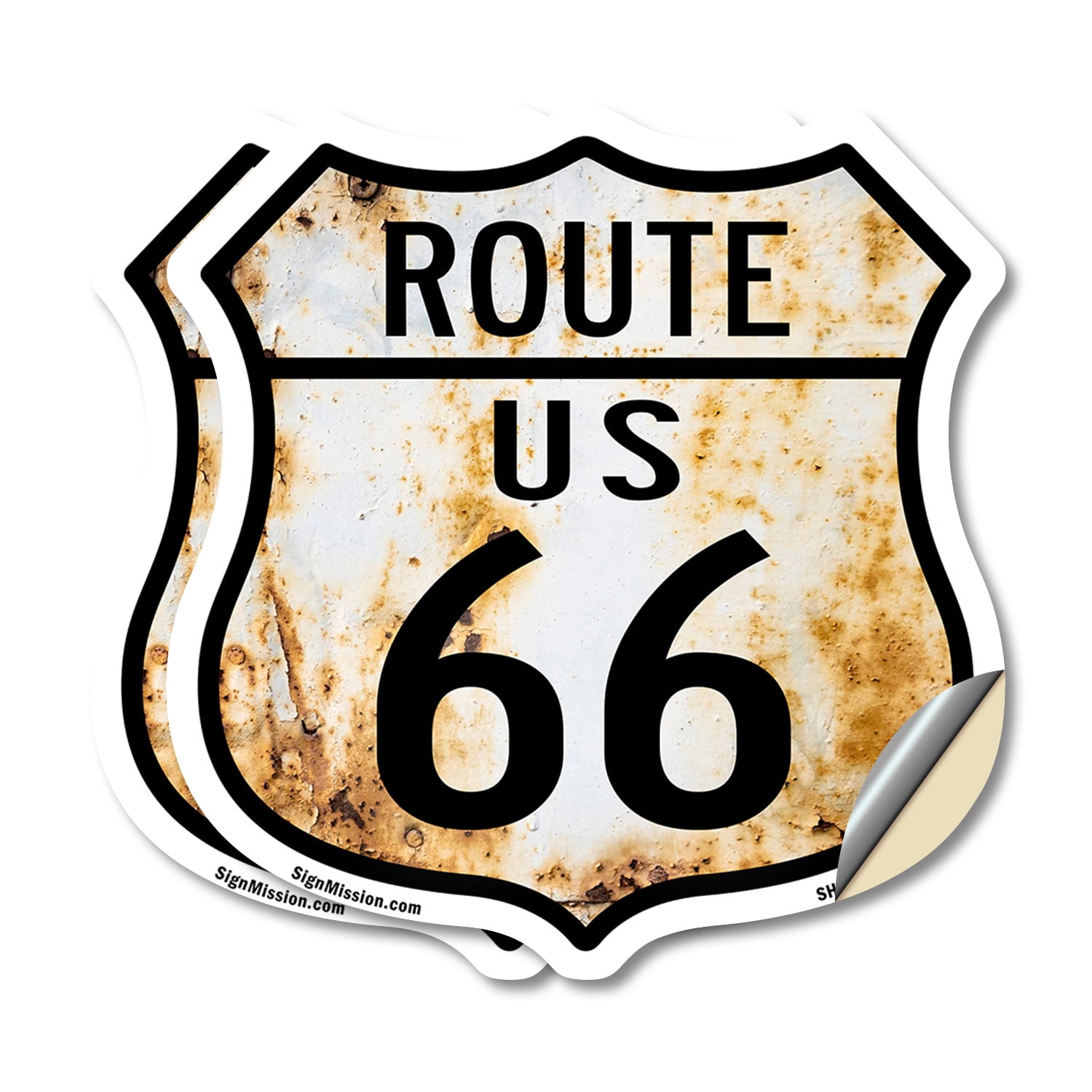 Route Us 66 Rustic (2 Pack) 18 inch X 18 inch Shield Shaped Heavy Duty ...
