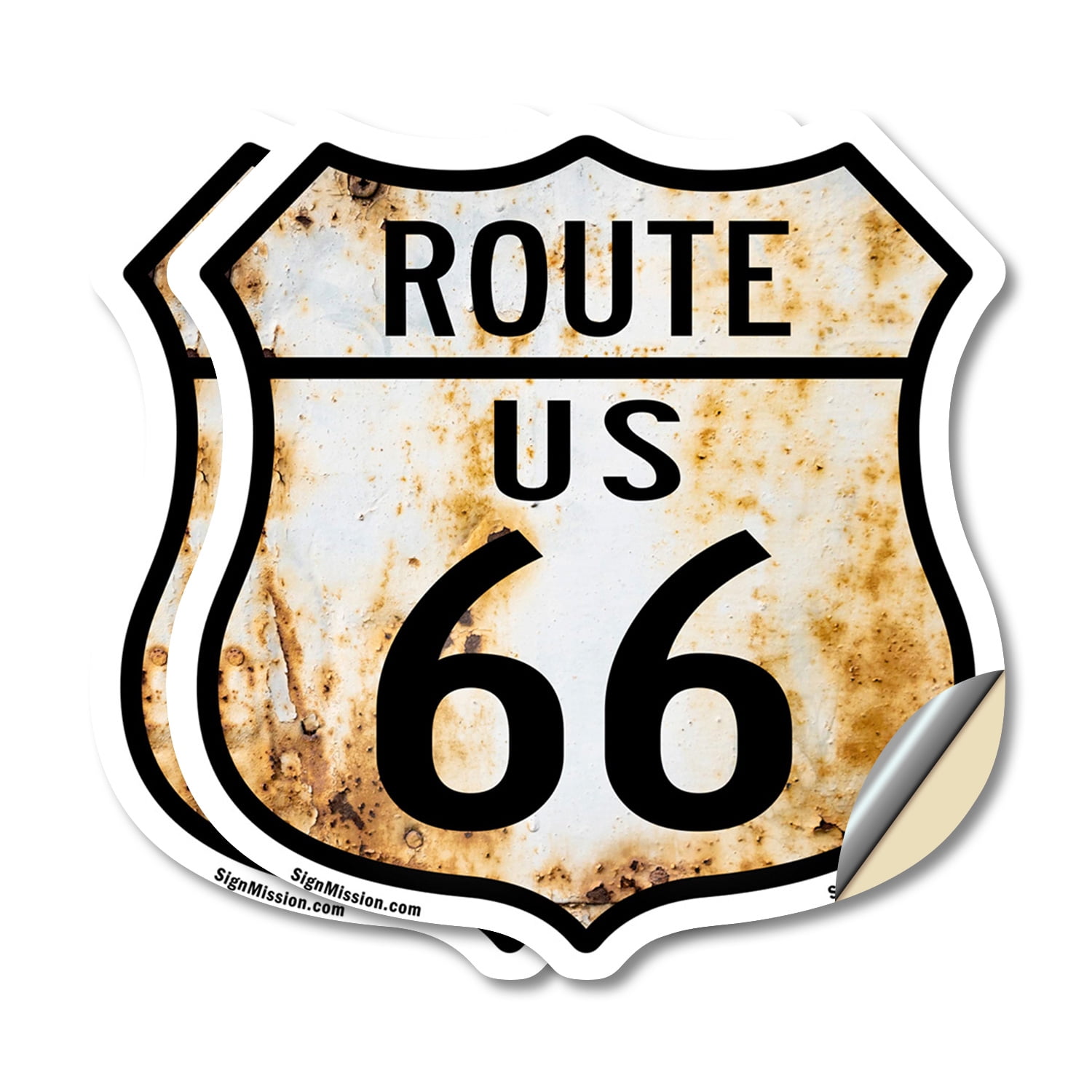 Route Us 66 Rustic (2 Pack) 4 inch X 4 inch Shield Shaped Heavy Duty 3. ...