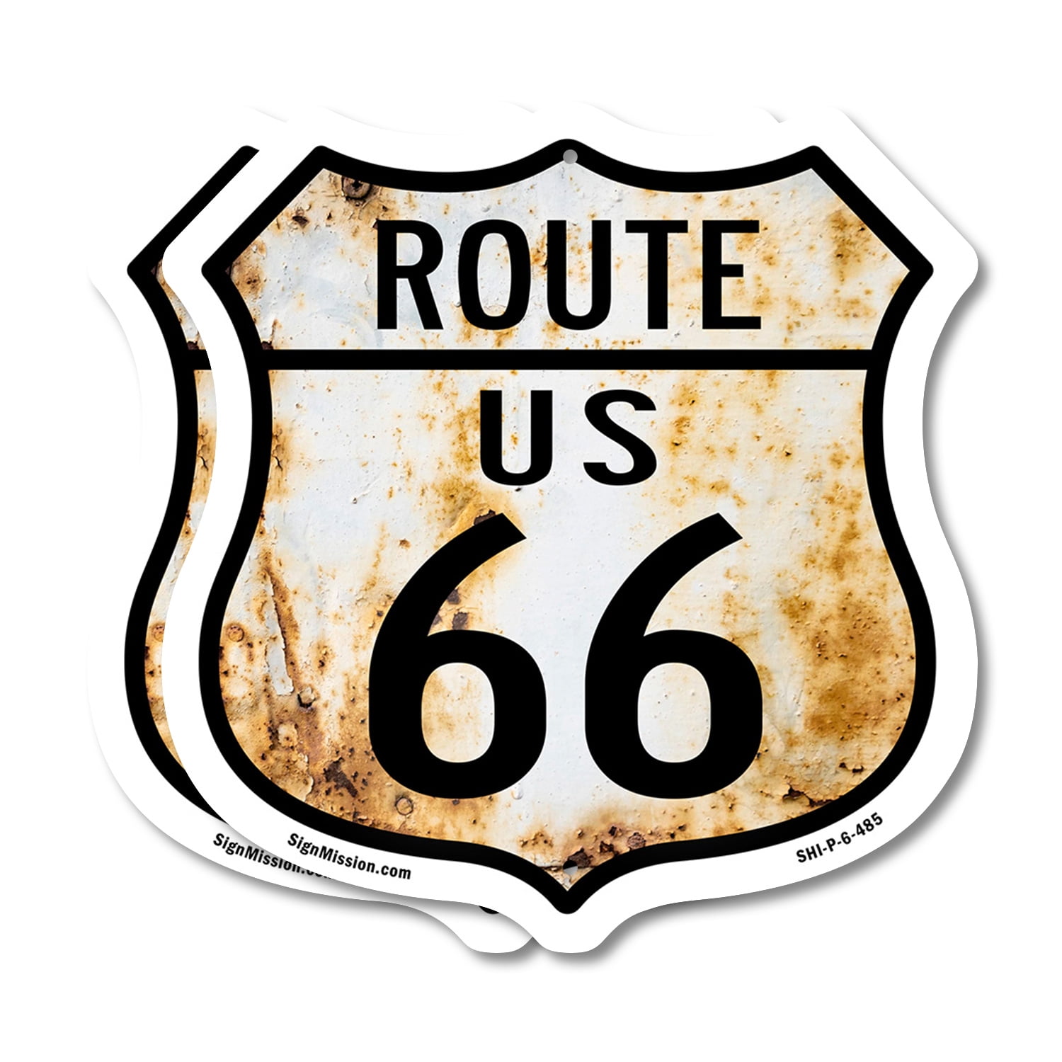 Route Us 66 Rustic (2 Pack) 6 inch X 6 inch Shield Shaped Commercial ...