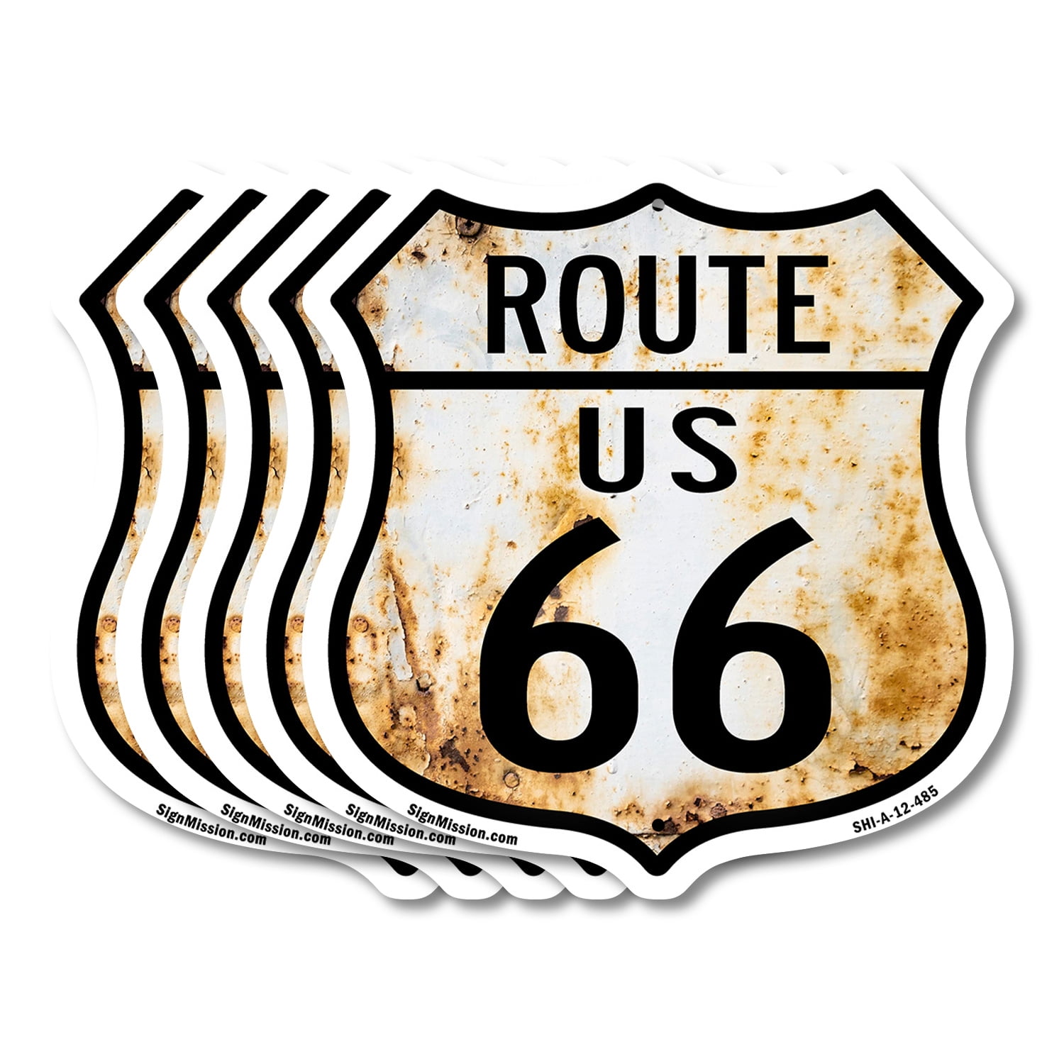 Route Us 66 Rustic (5 Pack) 12 inch X 12 inch Shield-Shaped Rust-Free ...
