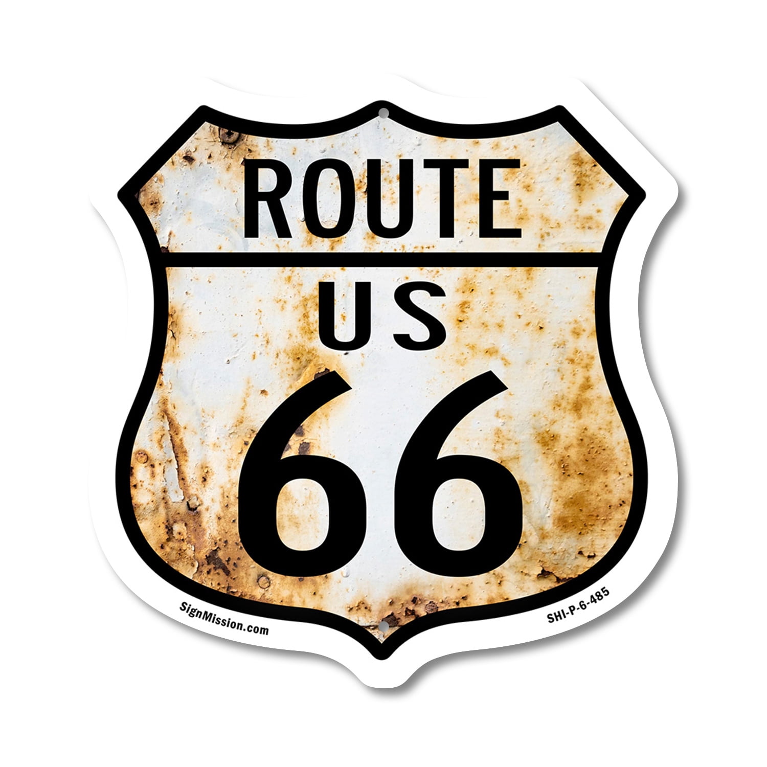 Route Us 66 Rustic 6 inch X 6 inch Shield Shaped Commercial Grade ...