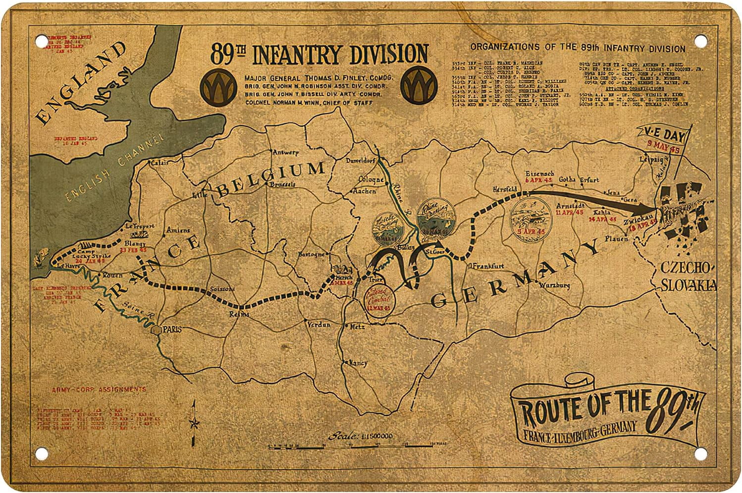 Route of the 89th infantry division world war two the Metal Tin Sign ...