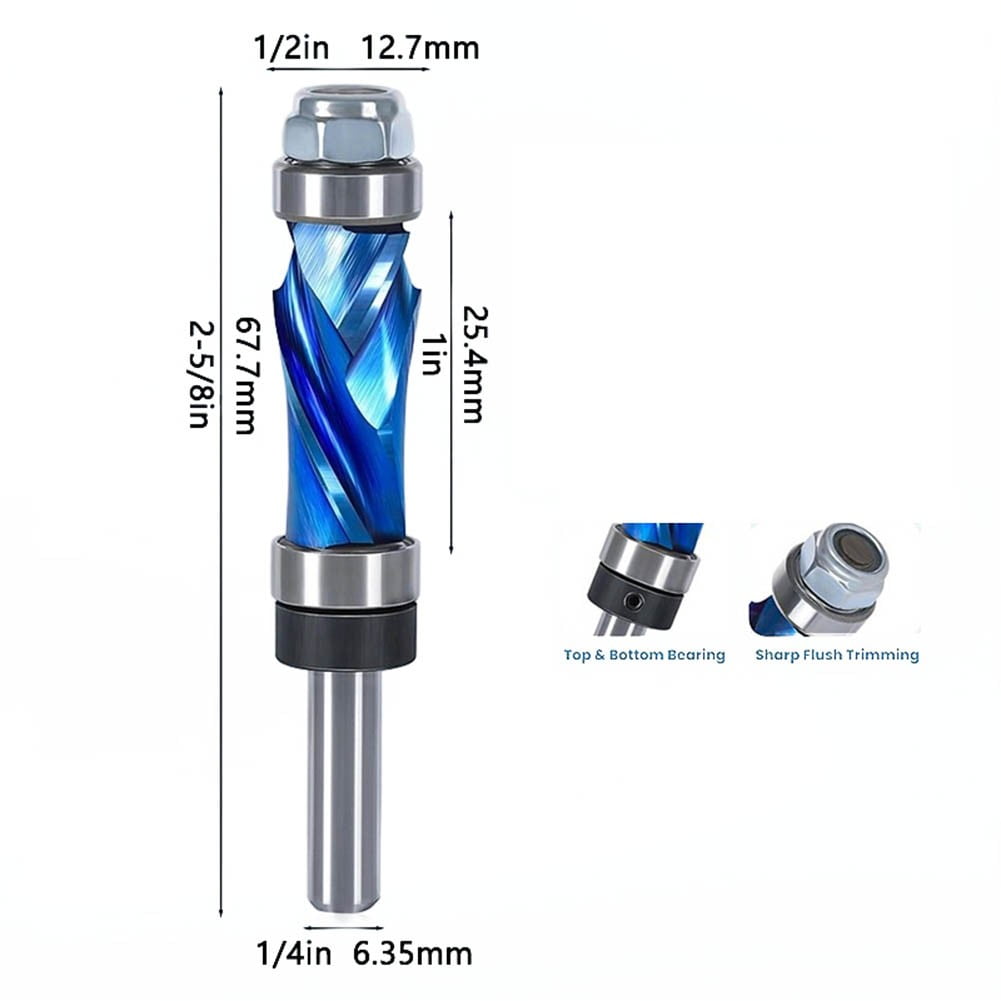 Router Bit Compression Flush Trim Cutter Spiral UP DOWN Cut End Milling ...