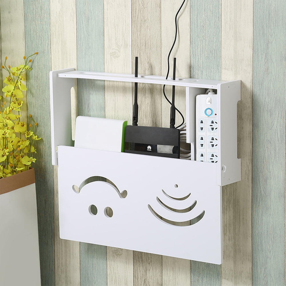 Router Box Plastic Wireless Wifi Wall Shelf Hanging Plug Board Storage ...