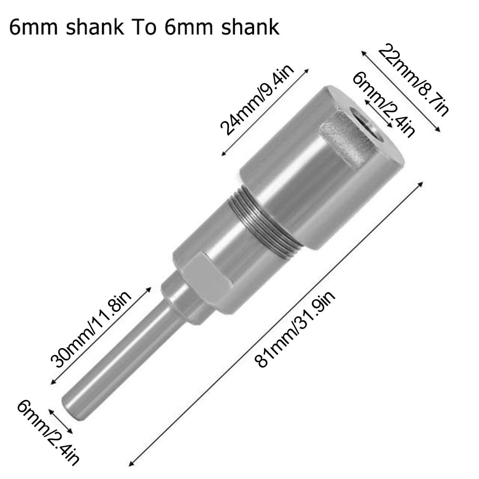 Router Collet Ex tension Rod Router Bit Adapter Ex tender for 1/4in 8mm ...