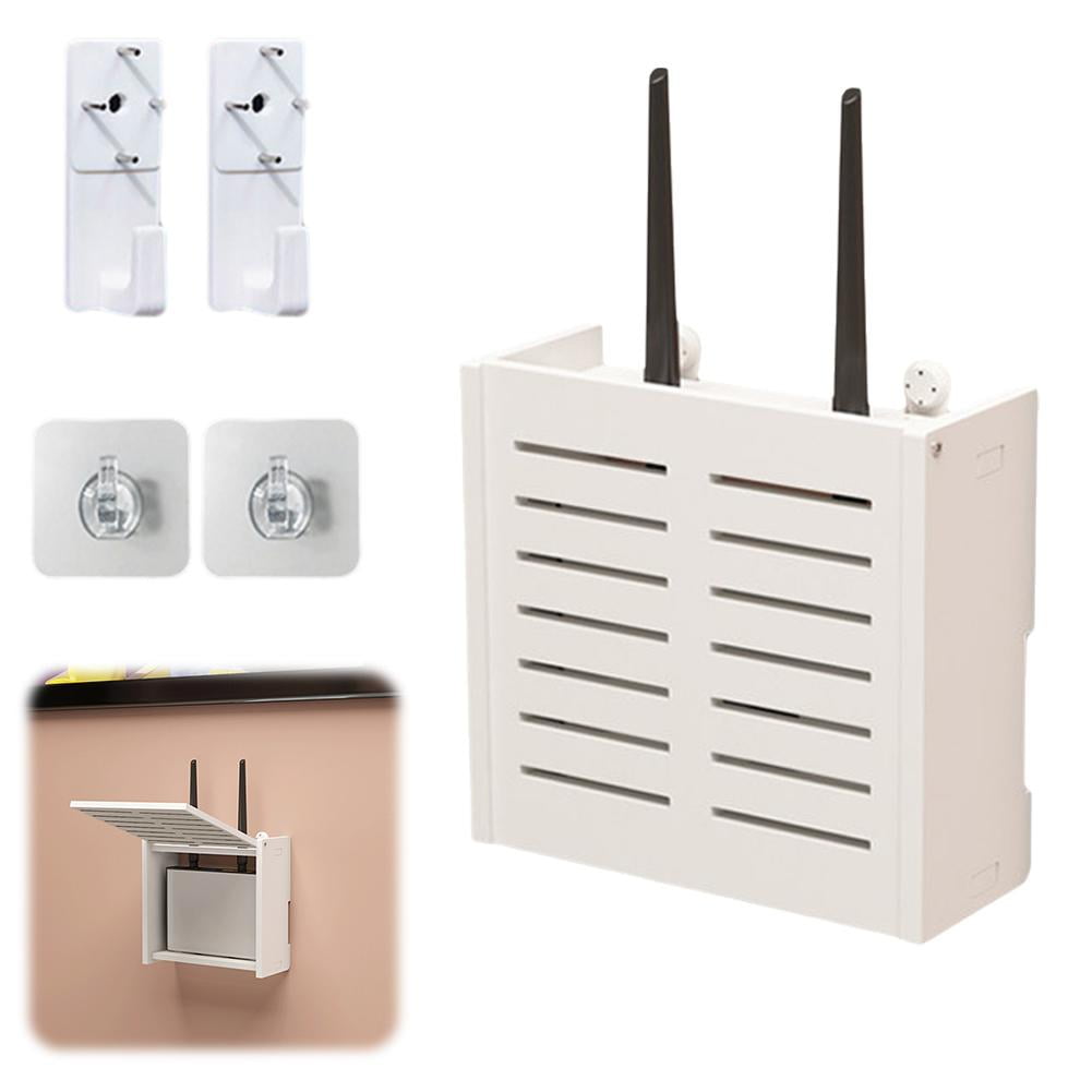 Router Rack Wall-mounted WiFi Router Shelf Storage Box, Wall Mounted ...