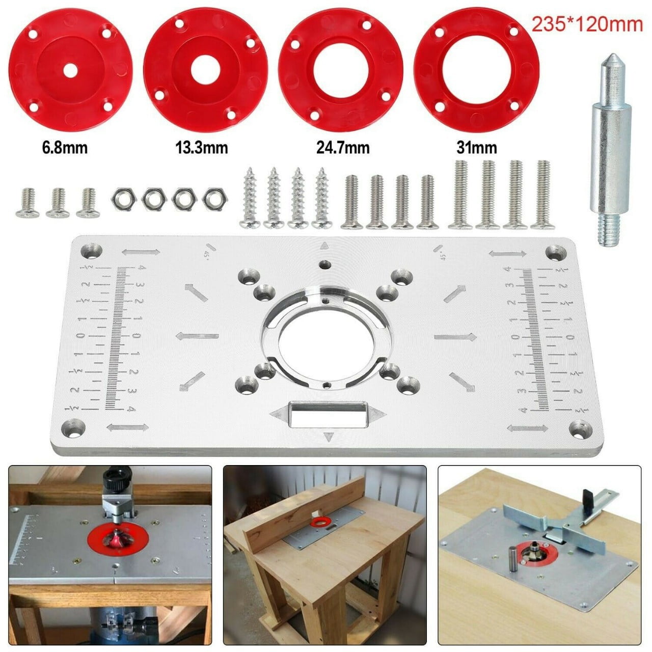 Router Table Insert Plate Metal Router Template with 4PCS Rings Tools ...