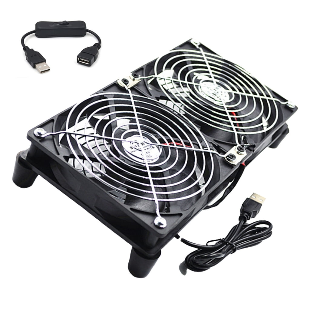 Router Tv Box Cooling Fan USB Fan Twin Fan 1400RPM 45CFM Oil Bearing ...