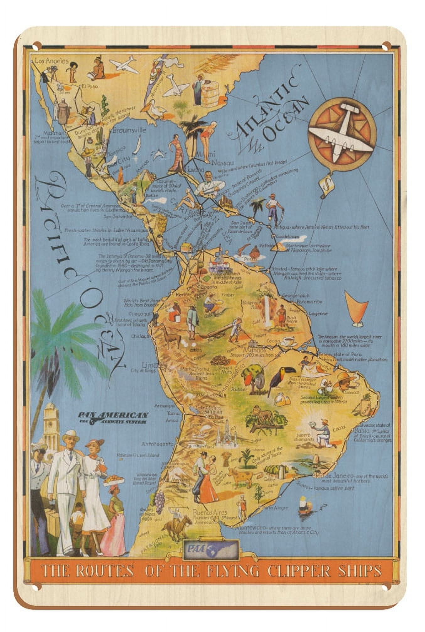 The Routes of the Flying Clipper Ships - Vintage Airline Travel Poster ...
