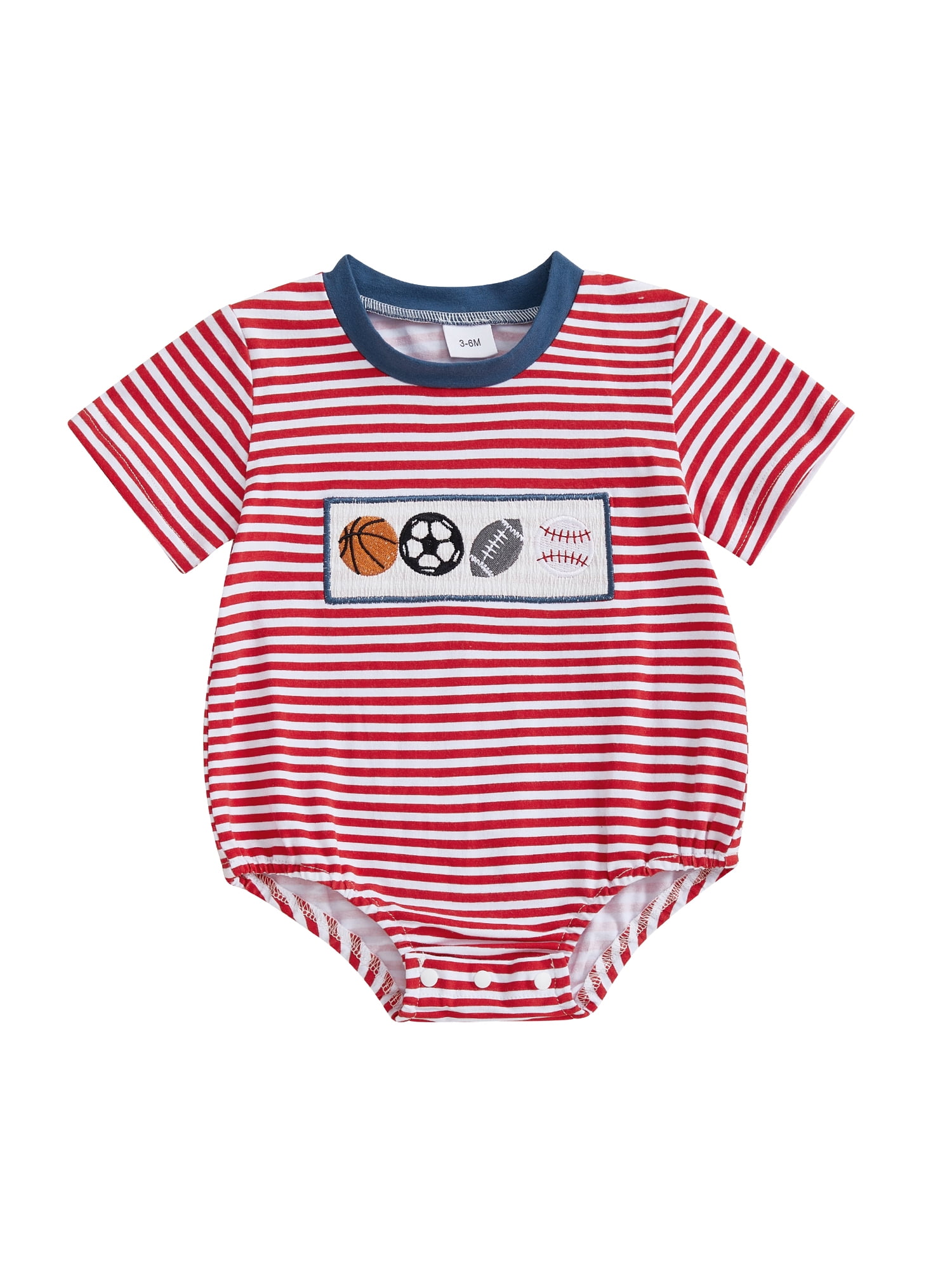 Rovasas Baby Boy Romper Summer Short Sleeve Sports Ball Embroidery ...
