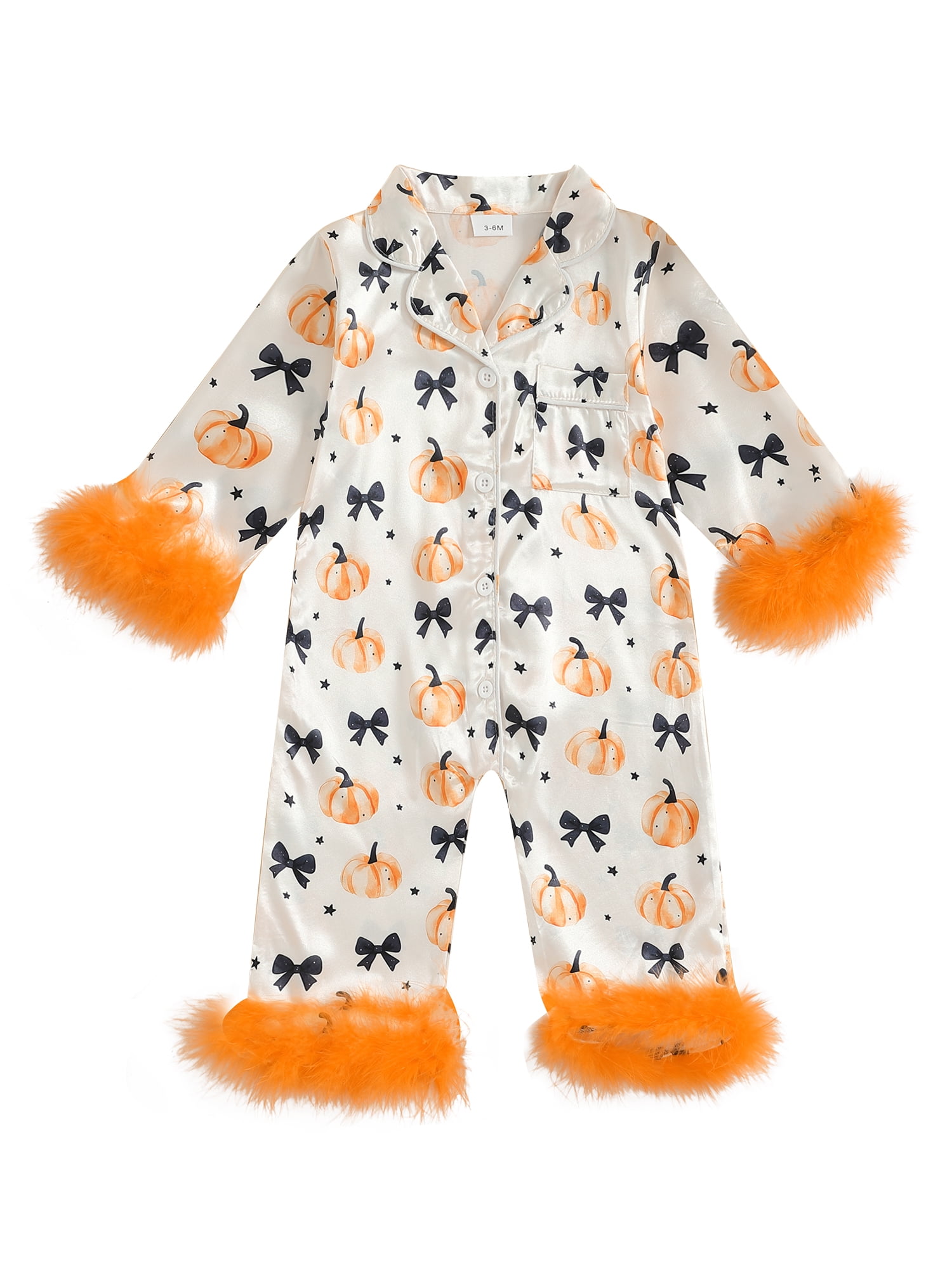 Rovasas Baby Girl Fall Romper Long Sleeve Pumpkin Print Jumpsuit Pajamas - Walmart.com
