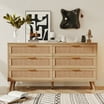 COZAYH Wicker Rattan Natural Wood 4-Drawer Chest, Bedroom Furniture ...