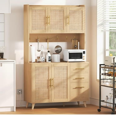 Giantex Microwave Stand Cabinet, Freestanding Kitchen Storage Pantry ...
