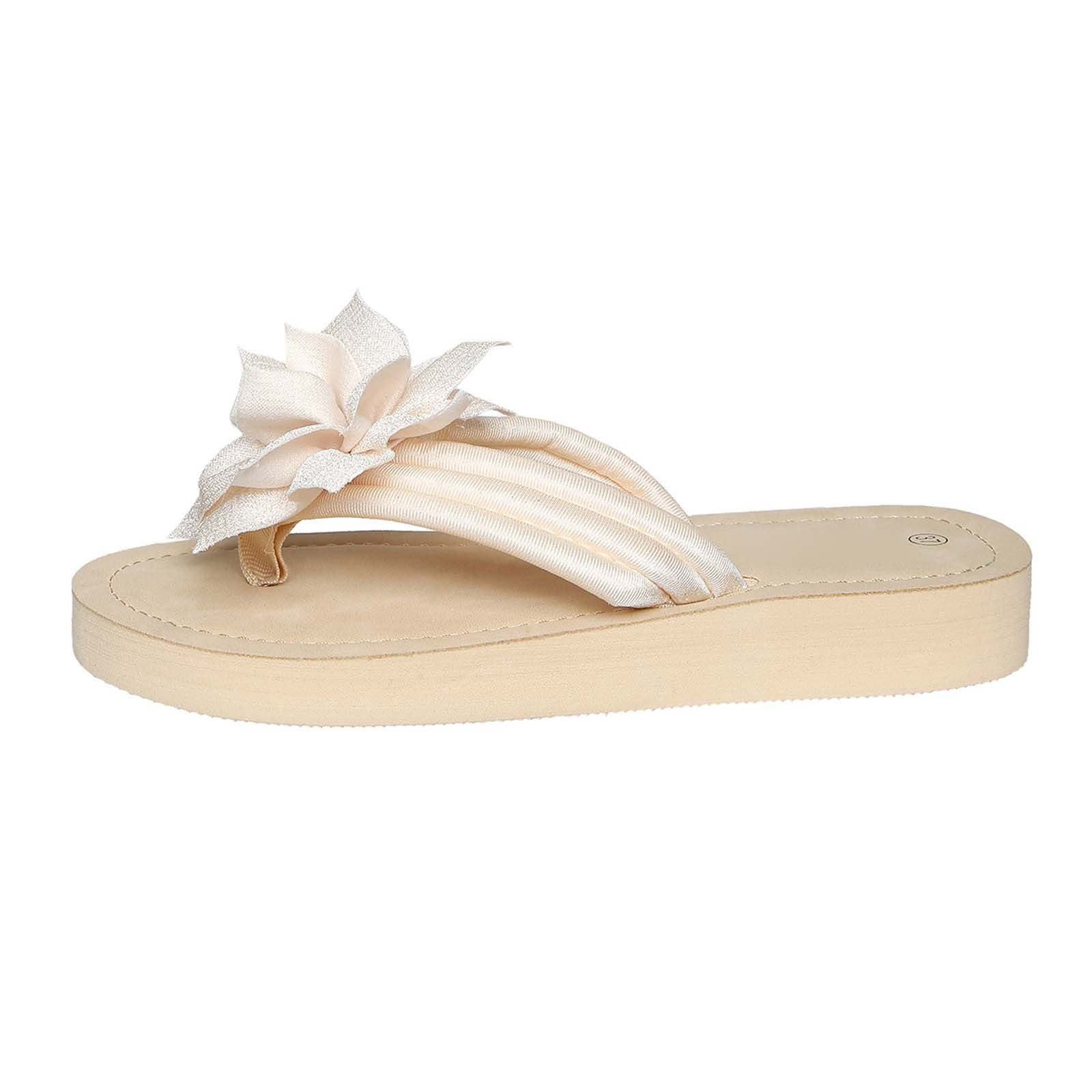 Rove Studio Women’s 3D Flower Slide Sandals, Toe Ring Platform Flip ...