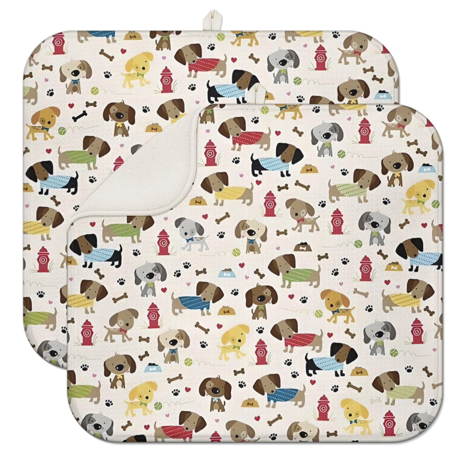 Rover Cream Dogs Bone Dish Drying Mat for Kitchen 1 Pack, Ultra ...