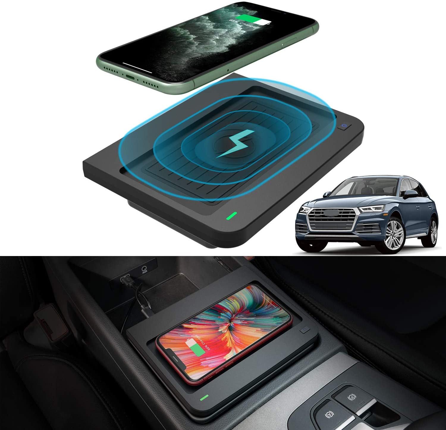 RoverOne Qi Car Wireless Charging pad for Audi Q5 SQ5 2017 - 2024 ...