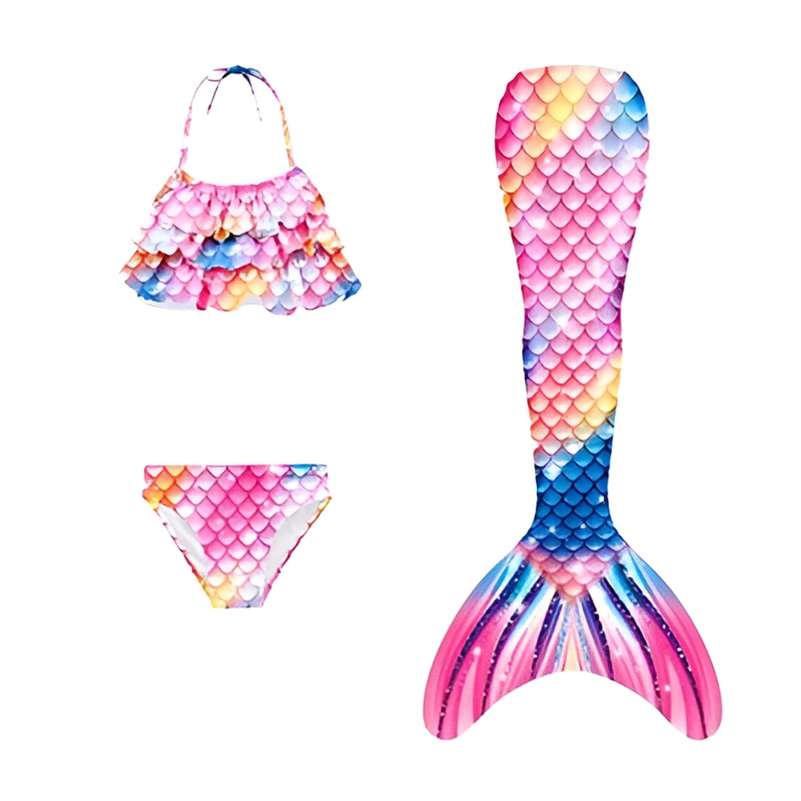 Rovga 12-13 Years Swimsuit For Girls Sleeveless Fish Tail Set Children ...