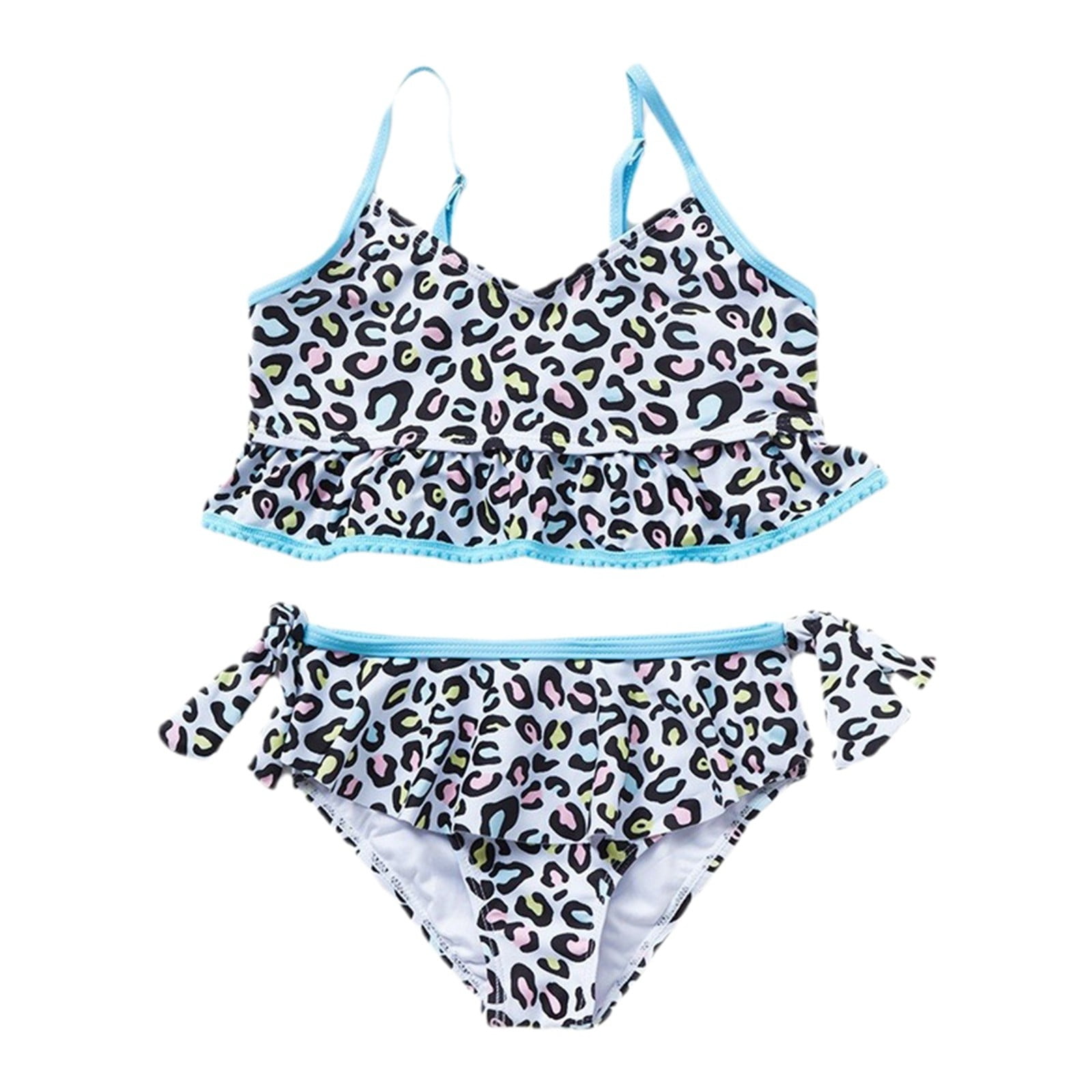 Rovga 120 Girls Swimsuit Leopard Print Two Piece Tankini Set Kids ...